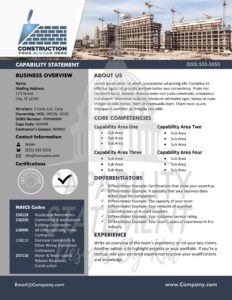 Modern Construction Capability Statement Template with Sub Capabilities