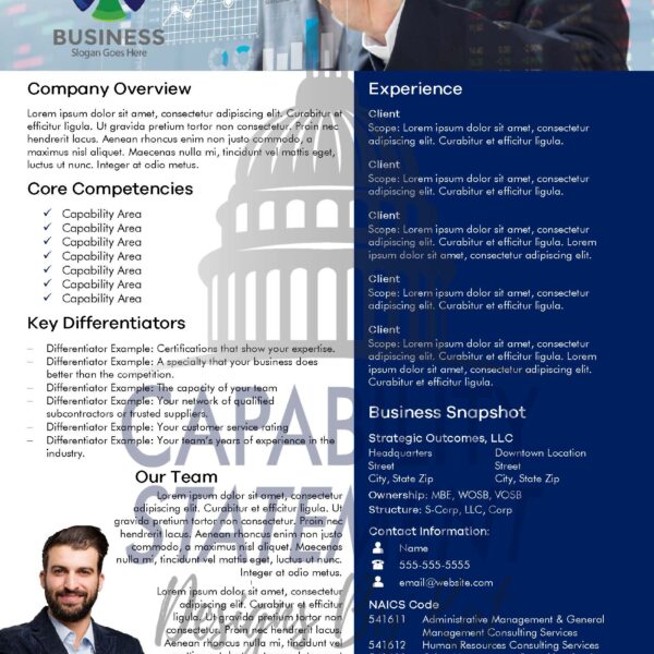 Modern Construction Capability Statement Template with Sub Capabilities