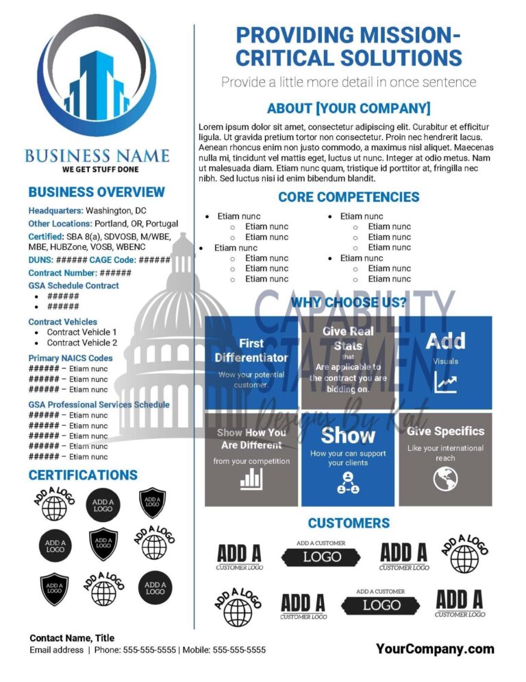 Professional Capability Statement Template with Services Table